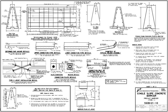 Single Slope Concrete Barrier - Summit Precast Concrete, LP Montgomery, TX